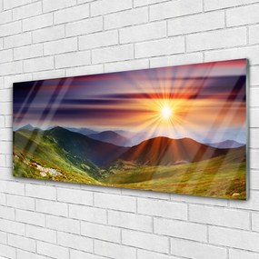 Plexisklo-obraz Hory Západ Slunce Krajina 125x50 cm