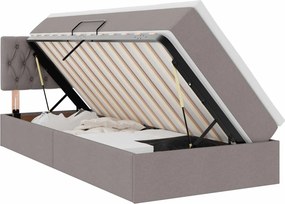 Postel s úložným prostorem a matrací Taupe 90 x 190 cm Samet 3370542