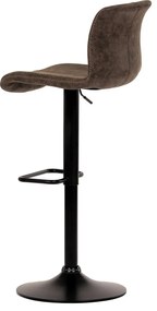 Autronic Židle barová, hnědá látka v imitaci broušené kůže, černá podnož, výškově stavitelná AUB-806 BR3