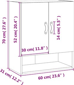 vidaXL Nástěnná skříňka 60 x 31 x 70 cm kompozitní dřevo [829888] Barva: Bílá