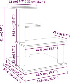 Škrabadlo pro kočky se sisalovými sloupky krémové 61 cm 172085