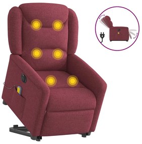 Elektrické zvedací masážní polohovací křeslo vínové textil 3303227