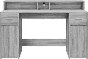 Psací stůl s LED šedý sonoma 140 x 55 x 91 cm kompozitní dřevo 3309425