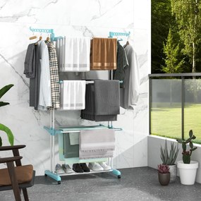 Costway 3 Tier Folding Clothes Airer Modrá + Bílá + – 127 × 63 × 171 cm