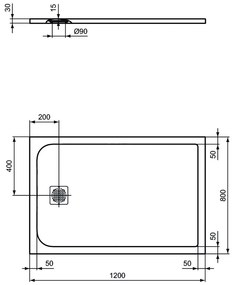 Ideal Standard Ultra Flat S - Sprchová vanička 120 x 80 cm, Bílá, K8227FR