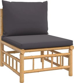 vidaXL 3dílná zahradní sedací souprava krémově bílé podušky bambus [3155236] Barva polštáře: Tmavě šedá