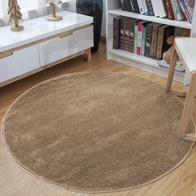 Béžový kulatý koberec do každého pokoje Šířka: 120 cm | Délka: 120 cm