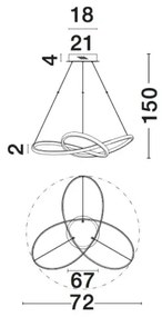 LED lustr Fusion 72 zlaté