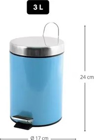 MSV UNIS pedálový odpadkový koš 3 L pastelově modrá / Nerez ocel / Vyj