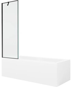 Mexen Cubik obdélníková vana 160 x 70 cm s pláštěm 1-křídlovou zástěnou 60 cm, Černý vzor - 550316070X9506007070