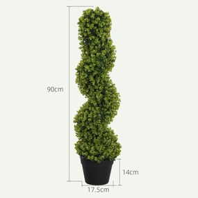 HOMCOM Umělá spirálová eukalyptová rostlina s květináčem, odolná proti UV záření, dekorace do interiéru a exteriéru, výška 90 cm, zelená