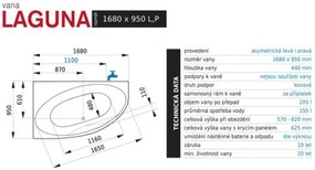 Santech LAGOON 168 x 95 cm SALAG168P vana akrylátová pravá