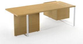 NARBUTAS - Kancelářský stůl PLANA 204x150x75 s modesty panelem a fixním kontejnerem na levé straně