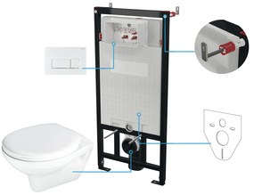 Deante WC set Boro 6v1, podomítkový systém + toaleta -