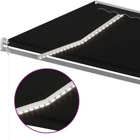 Automatická markýza LED a senzor větru 600 x 300 cm antracitová 3068974