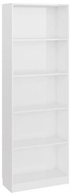 Petromila Knihovna s 5 policemi bílá vysoký lesk 60x24x175 cm dřevotříska