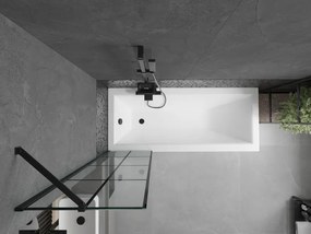 Mexen Next, vanová zástěna 1-křídlová 50 x 150 cm, fixní křídlo, 6 mm čiré sklo s černým vzorem, černý profil, 895-050-000-00-77-70