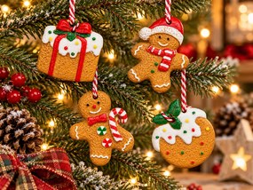 Sada 4 ks vánočních ozdob COOKIE CHRISTMAS 6 cm