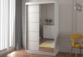 Šatní skříň Neomi 05 se zrcadlem - bílá - 120 cm