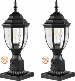 Venkovní sloupková zahradní lampa se světelným senzorem 390 mm, 2 kusy