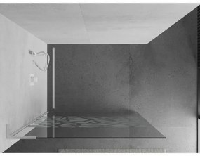 Mexen Kioto L, sprchová zástěna Walk-In 100 x 200 cm, 8mm čiré sklo bílý vzor, ​​bílý profil, 800-100-103-20-85
