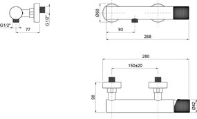 Sapho Ultratap sprchová baterie nástěnná 150 mm matná černá UT011TB