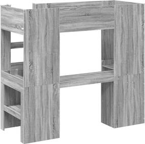 Rám patrové postele se stolem s policí Šedá Sonoma 75 x 190 cm 3410432