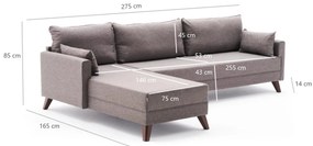 Hanah Home Designová pohovka BELLA hnědá levá 275 cm 825BLC2585