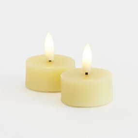 Sada LED čajové svíčky na baterie Sille Tealight, Ø 4,5 × 2,2 cm, jemně žlutá, z pravého vosku, balení 2 ks