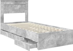 Rám postele s čelo Betonově šedá 90 x 200 cm Inženýrské dřevo 3409880