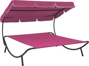 vidaXL Zahradní postel s baldachýnem [48073] Barva: Růžová