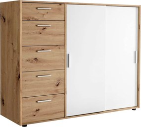 Komoda 2dv 5šx (Bílá / Dub artisan) Case