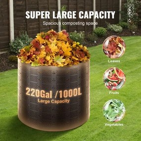 Kompostovací koš 832,8 l, venkovní rozšiřitelný kompostér