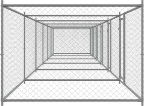Klec pro psy s dvířky šedá 12 x 2 x 1,5 m pozinkovaná ocel 3209577