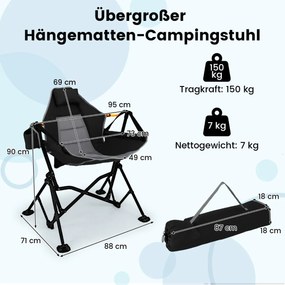 Costway Skládací kempingová židle s nastavitelným opěradlem a držákem nápojů