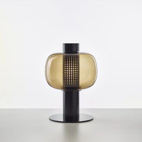 Venkovní difuzní lampa v japonském stylu Bonbori Outdoor Dekor: Černá matná noha / Hnědé kouřové sklo, Rozměr: ø 280 x 403 mm