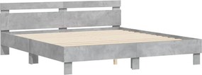 Rám postele s čelem betonově šedý 180 x 200 cm kompozitní dřevo 3207402