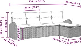 Set pohovek s polštářem s úložištěm Černá polyratan 3359062
