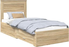 Rám postele Sonoma dub a stříbrná 75 x 190 cm Kompozitní dřevo 3410044