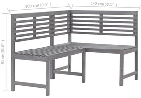 Zahradní rohová lavice šedá 140 cm masivní akáciové dřevo,  312423