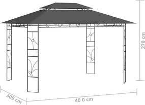 Altán 4 x 3 x 2,7 m antracitový 160 g/m² 313917