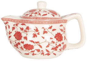 Konvička na čaj s červenými kvítky - Ø 16*11 cm / 0,4L