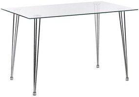 Jídelní stůl se skleněnou deskou 120 x 70 cm stříbrný WINSTON Beliani