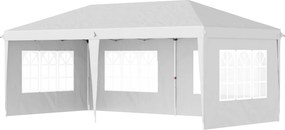 Outsunny Pavilon přibližně 3x6m Vodotěsný Skládací Pavilon s UV Ochrannou, Okno, Party Stan se 4 Bočními Stěnami, Oxford Zahradní Pavilon včetně Tašky