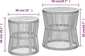 vidaXL Zahradní odkládací stolky 2 ks dřevěná deska polyratan [366291] Barva: Černá