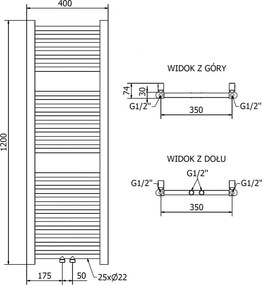 Mexen Mars, topné těleso 1200x400 mm, 346 W, zlatá lesklá, W110-1200-400-00-50