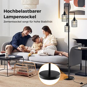 Costway Moderní stojací lampa 169 cm průmyslová stojací lampa s 3 stínidla nožní