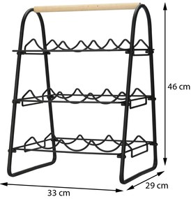 STOJAN NA VÍNO VIOLA 46X29X33 CM ČERNÁ/HNĚDÁ