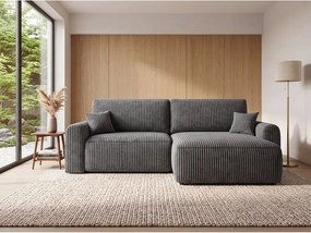 Rozkládací oboustranná sedací souprava do L NORDEN TILIA 250x140 cm, šedomodrá