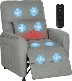 HOMCOM Relaxační křeslo, televizní křeslo elektrické s funkcí ležení, topení, vibrační masáž
